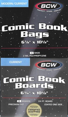 25 BCW CURRENT MODERN COMIC BOOK BAGS & BACKING BOARDS, FREE SHIPPING ...