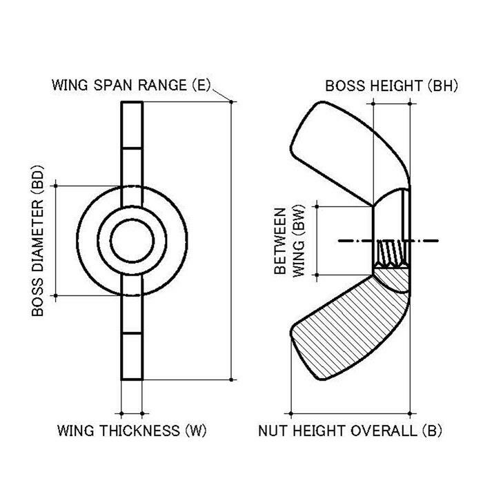 Pack of 1 Stainless A4 316 Wing Nut M16 x 2.00p Metric ANSI B18.7 ...