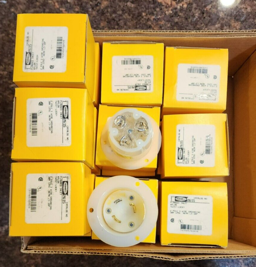 Hubbell HBL2615 Flanged Inlet Insulgrip Twist Lock 2 Pole 3 Wire for ...