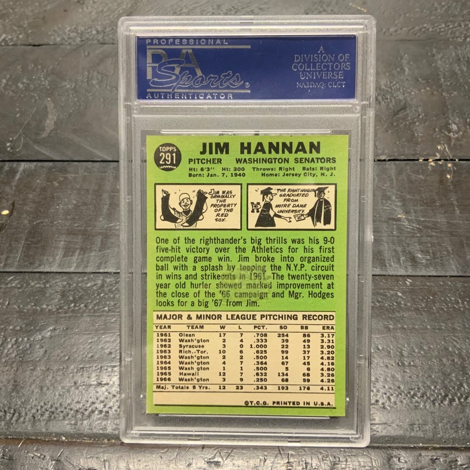 1967 Topps Jim Hannan #291 *Senators* PSA 8 NM-MT | eBay