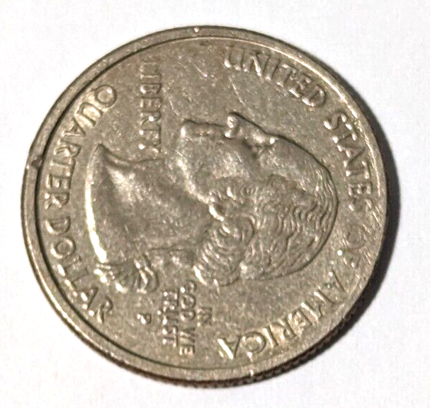 2008 P ALASKA The Great Land Bear QUARTER Error Press Collar RARE State ...