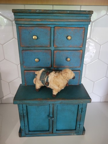 Primitive Wooden Drawers~ Apothecary Cabinet In Blue | eBay