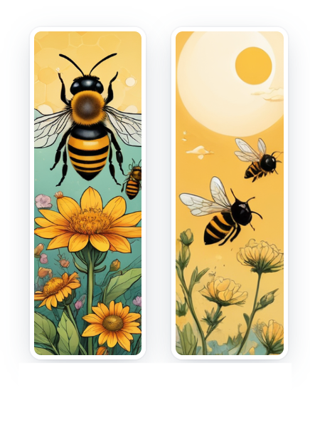 15 Printable Bee Bookmarks Digital PDF file Honeycomb, Summer Flowers ...