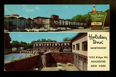 Holiday Inn Motel Hotel Postcard New York NY Rochester Northwest pool ...