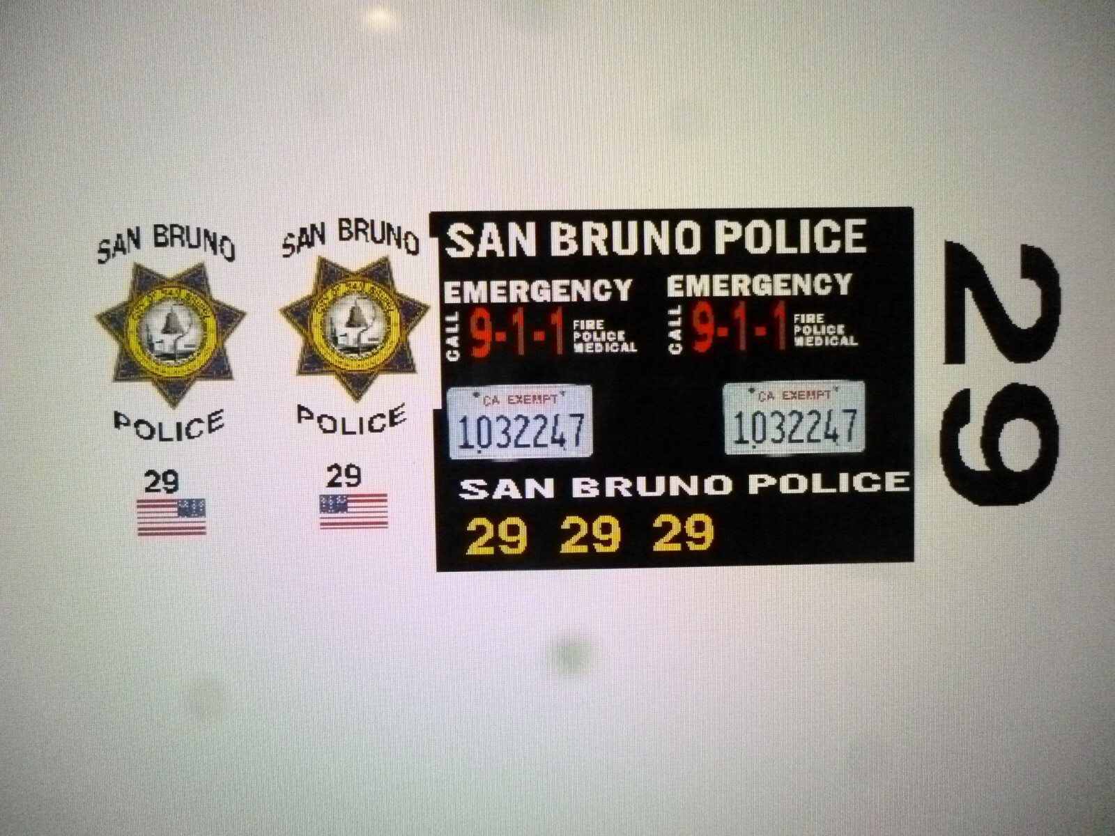 San Bruno California Police Vehicle Decals Custom 1:24 | eBay