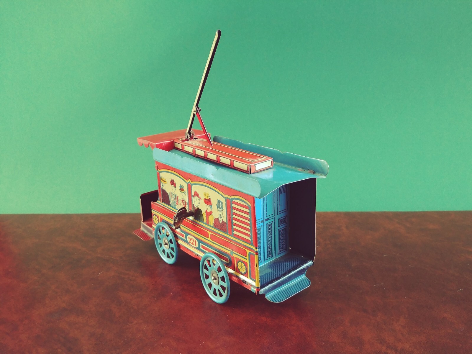 Very Rare 1900's Reil Tin Wind-up Trolley Tinplate Tram Cable-Car w O ...