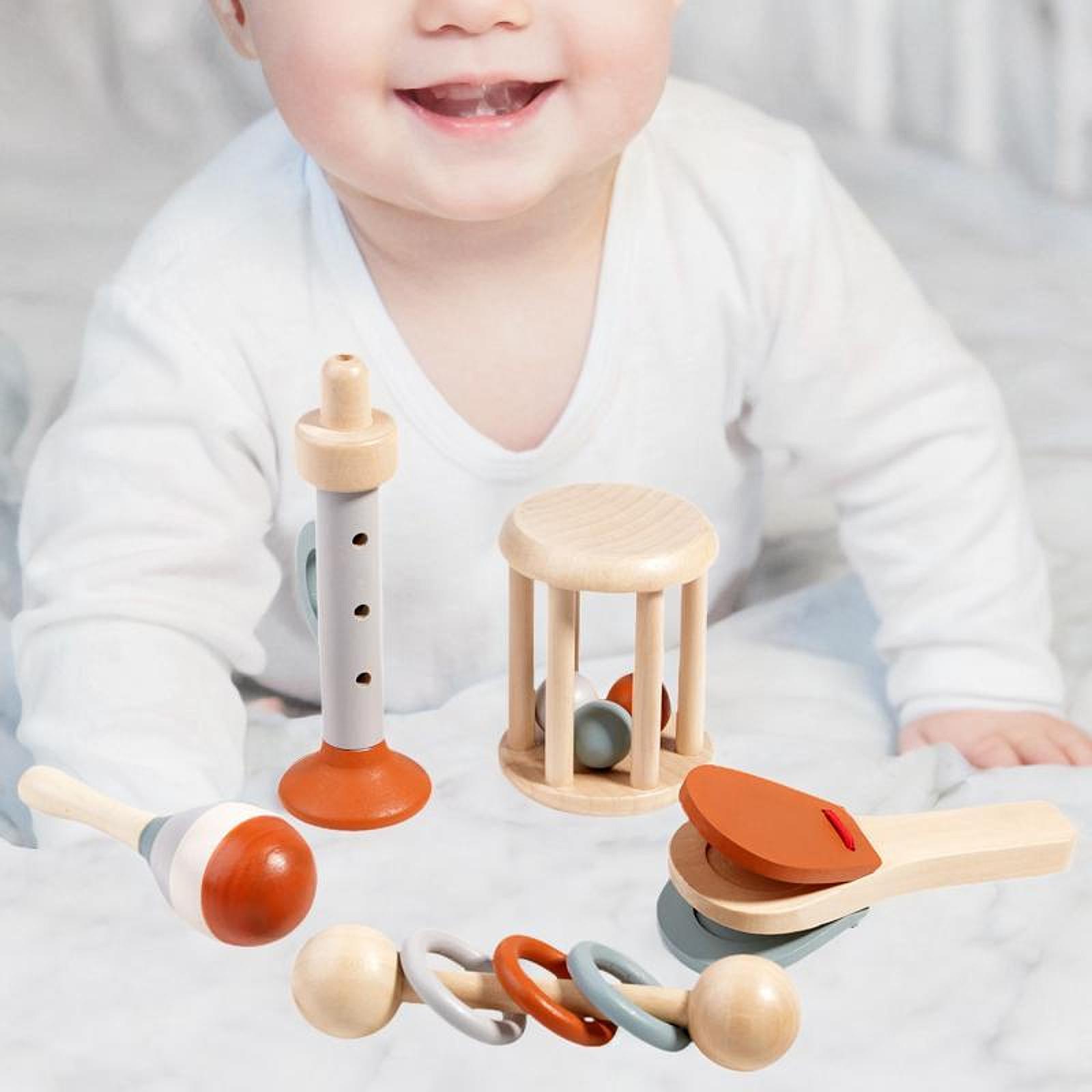 5Pcs Wooden Baby Toys Toddlers Musical Instruments for Baby Boys Girls ...