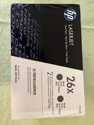 HP 26X High Yield Black Original LaserJet Toner Cartridge, ~2 PACK ...