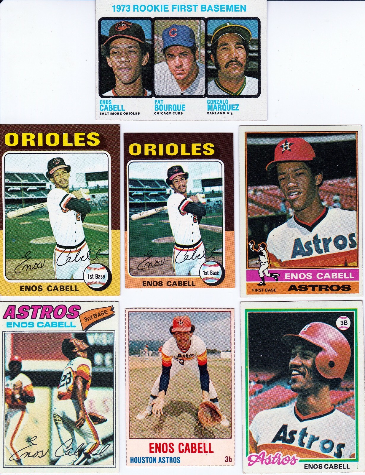 20 + ENOS CABELL different cards lot RC 1973 - 1994 Orioles Astros ...