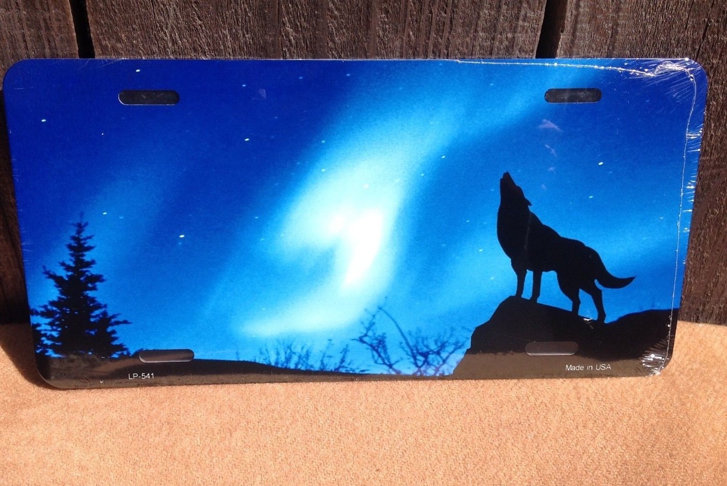 Northern Lights Howling Wolf Novelty Metal License Plate Auto Car Truck ...