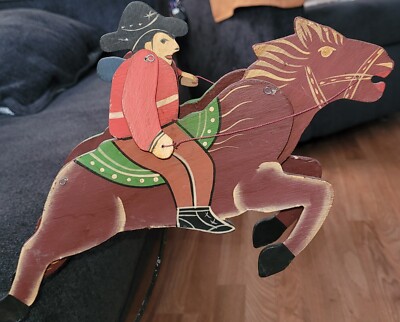 Vintage Wood COWBOY ON HORSE METAL BALANCE PENDULUM , SKY HOOK - NO ...