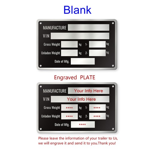 Custom Engraved Aluminium Plate 86mm x 54mm Identification Number ID ...