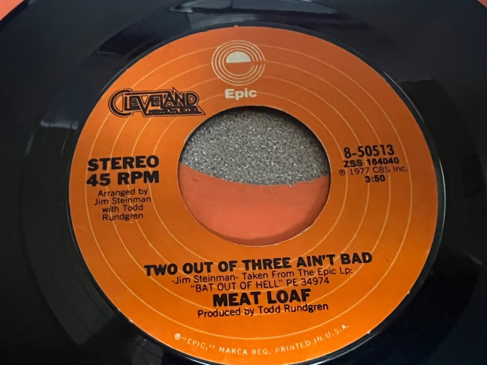 Meat Loaf - Two Out Of Three Ain’t Bad Epic 50513 Vinyl 45 RPM Record ...