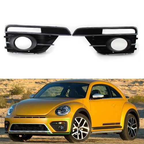 1 Pair Front Bumper Fog Light Grille Cover Trim For 2017-2019 VW Beetle ...