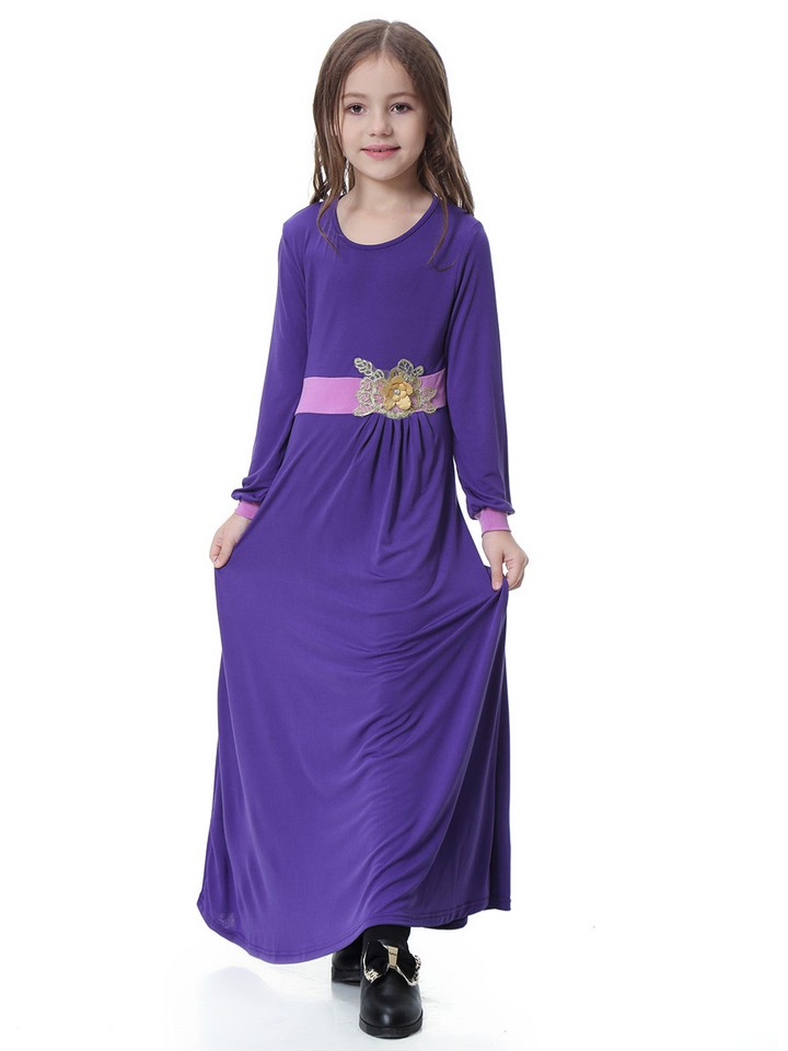 Muslim Child Girls Abaya Long Dress Burka Prayer Maxi Kaftan Robe Arab ...