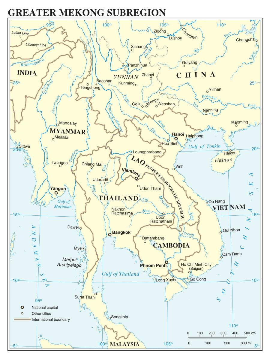 Southeast Asia Mekong River Map