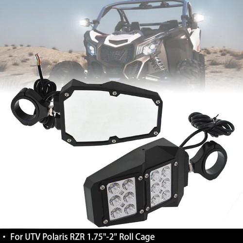 UTV Rear View Side Mirrors W/ LED Spot Lights For Polaris RZR 900 1000 ...