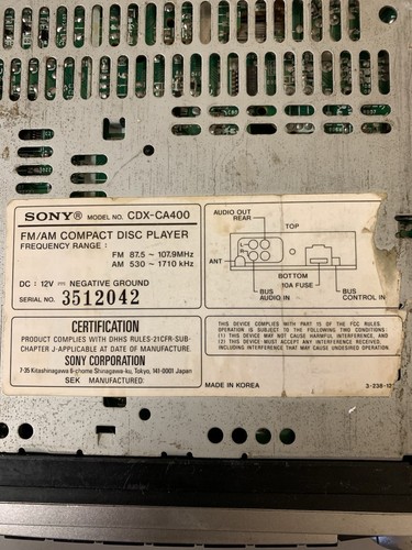 AM/FM Sony CDX-CA-400 car radio | eBay
