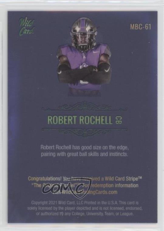 2021 Wild Card MATTE Retail Ice Blue 10 Stripe 3/5 Robert Rochell #MBC ...