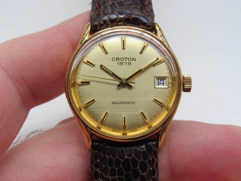 Vintage mens automatic wrist watch CROTON 1878 AQUAMATIC Eta 2873 | eBay