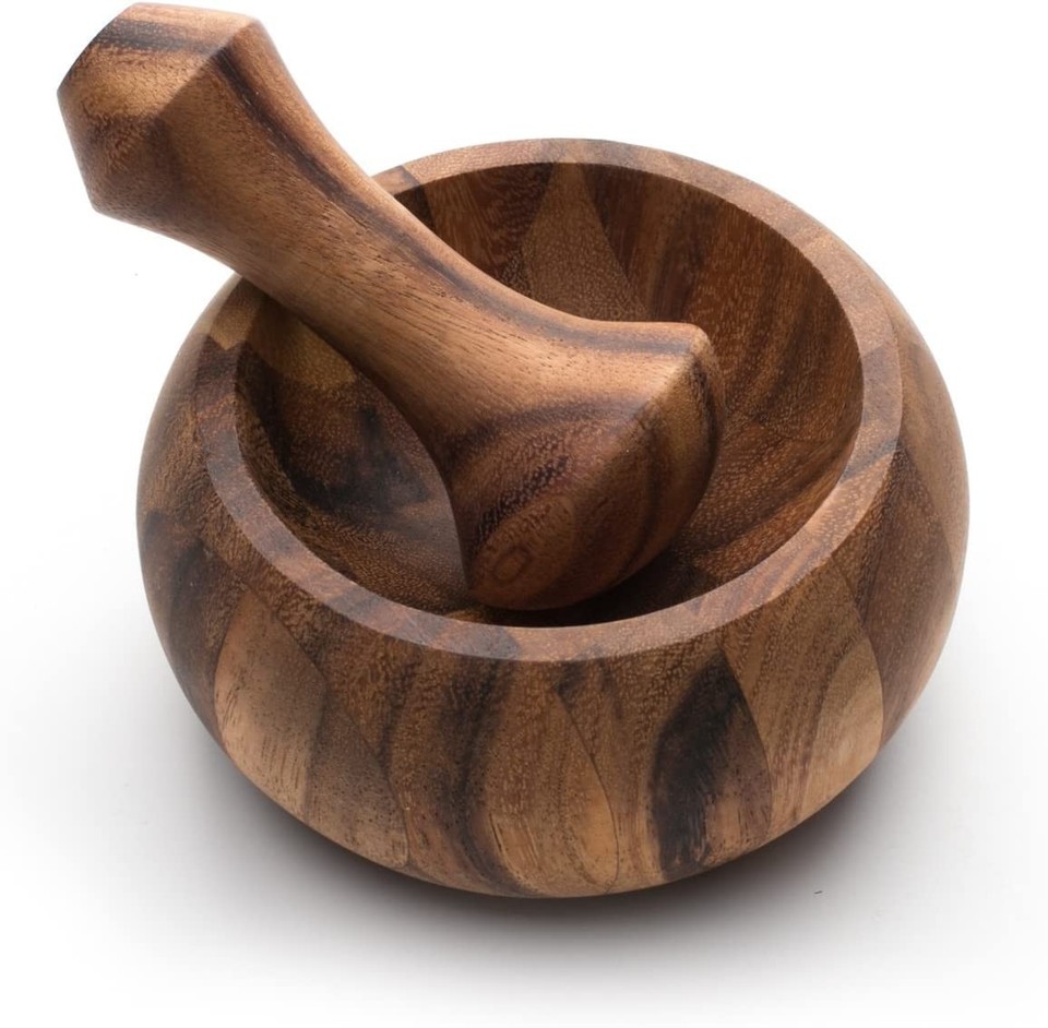 Acacia Wood Herb Spice Masher Mortar and Pestle Grinder/Chopper for ...