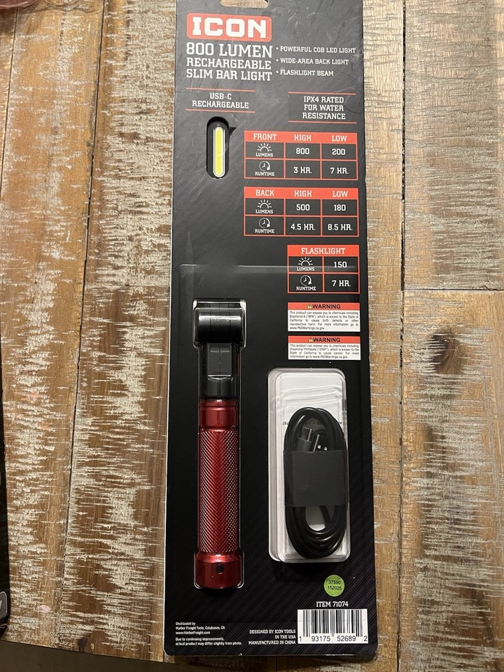 ICON 800 Lumen LED Rechargeable Magnetic Handheld Foldable Slim Work ...