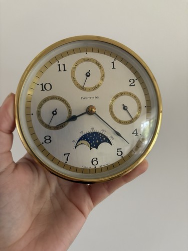 Vintage Hermle Quartz 2100 Moonphase Mantle Clock Mivement Mechanism ...