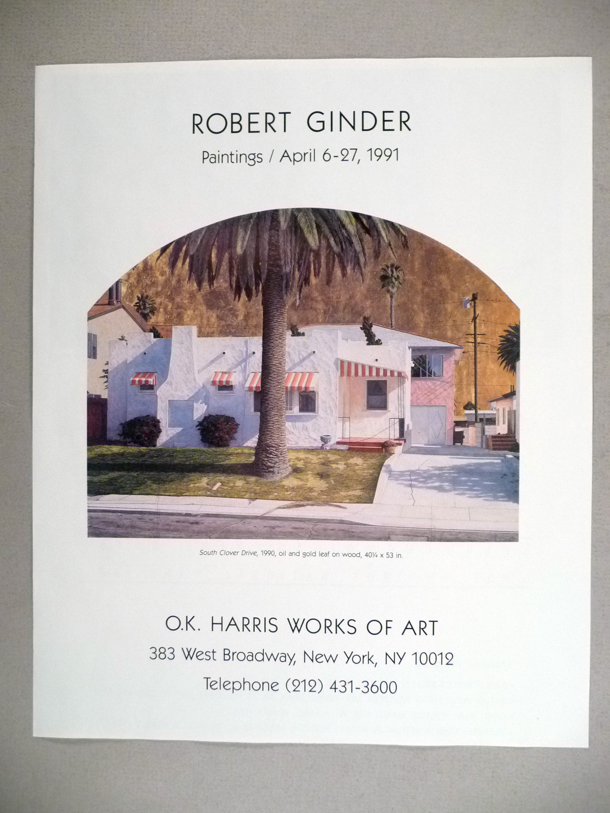 Robert Ginder Art Gallery Exhibit PRINT AD - 1991 ~~ South Clover Drive ...