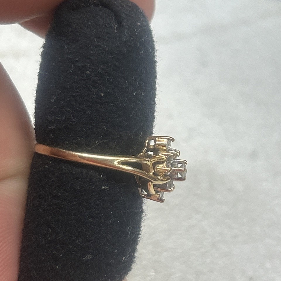 Estate Diamond 14K Gold Petite Cluster Ring Sz6 | eBay