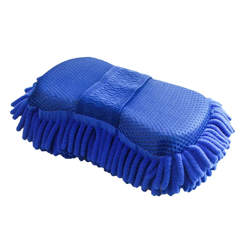 1 Pc Blue Microfiber Chenille Car Wash Sponge Care Washing Brush Pad ...