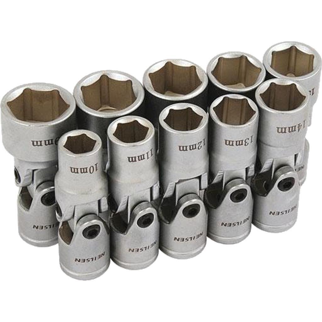 Neilsen Metric Universal Joint Sockets 10mm - 19mm Socket Set 10pc 3/8 ...