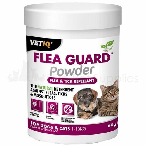 VetIQ Flea Guard Powder for Cats Dogs 60g Repels Fleas and Ticks ...