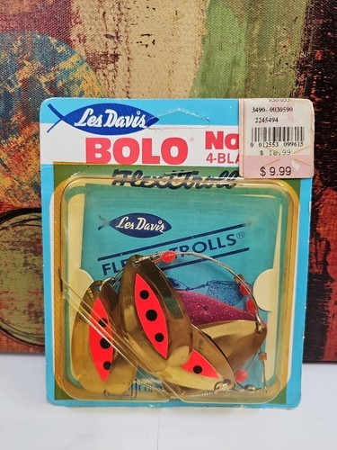 Luhr-Jensen Les Davis Bolo Flex-I-Troll 26" Brass Red Center * New Old ...