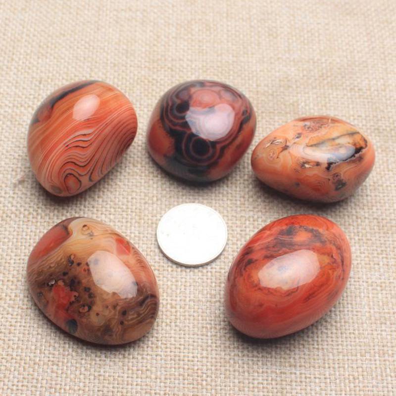 Natural Silk Banded Agate Quartz Crystal Sardonyx Carnelian Palm Stone ...