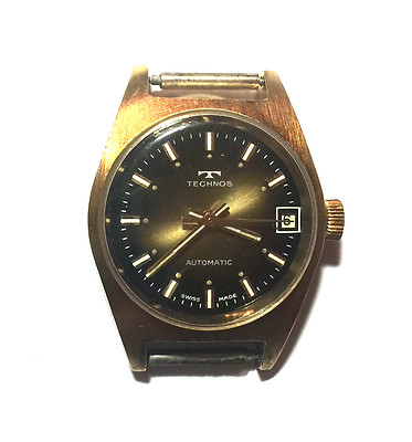 VINTAGE TECHNOS AUTOMATIC LADIES SWISS MADE WATCH NO BAND PARTS REPAIR ...