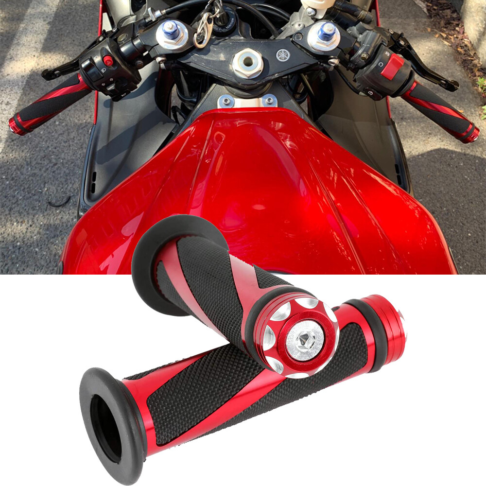 7/8" Red Motorcycle Gel Handlebar Hand Grips For Honda CBR Suzuki GSXR ...