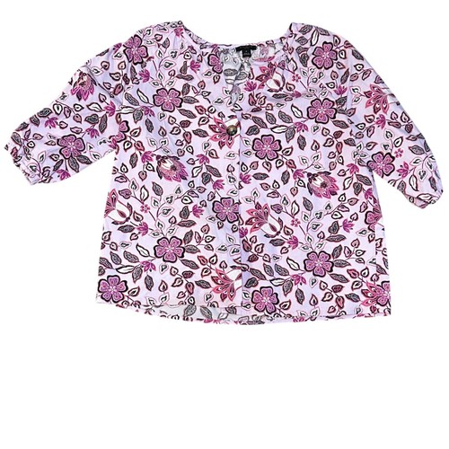 Ann Taylor Petite Floral Blouse SP Purple & Pink Cotton Blend 1654 | eBay