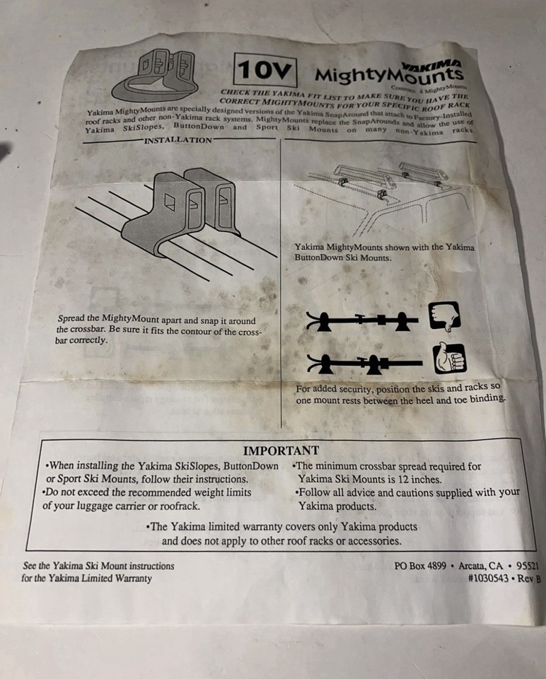 Yakima MIGHTYMOUNT 10V Mighty Mounts For Ski Racks | eBay