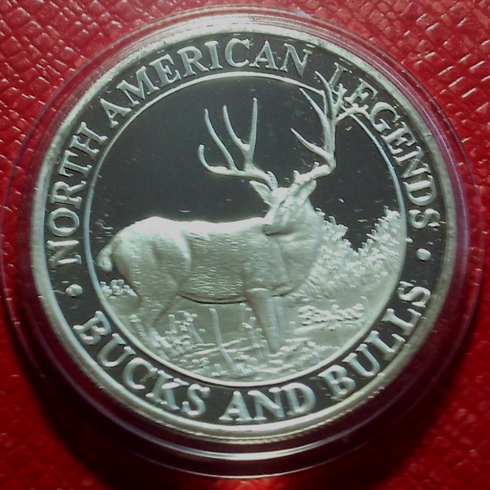 BigFoot Buck Art Round-North American Legends-Bucks & Bulls 1 Troy oz ...
