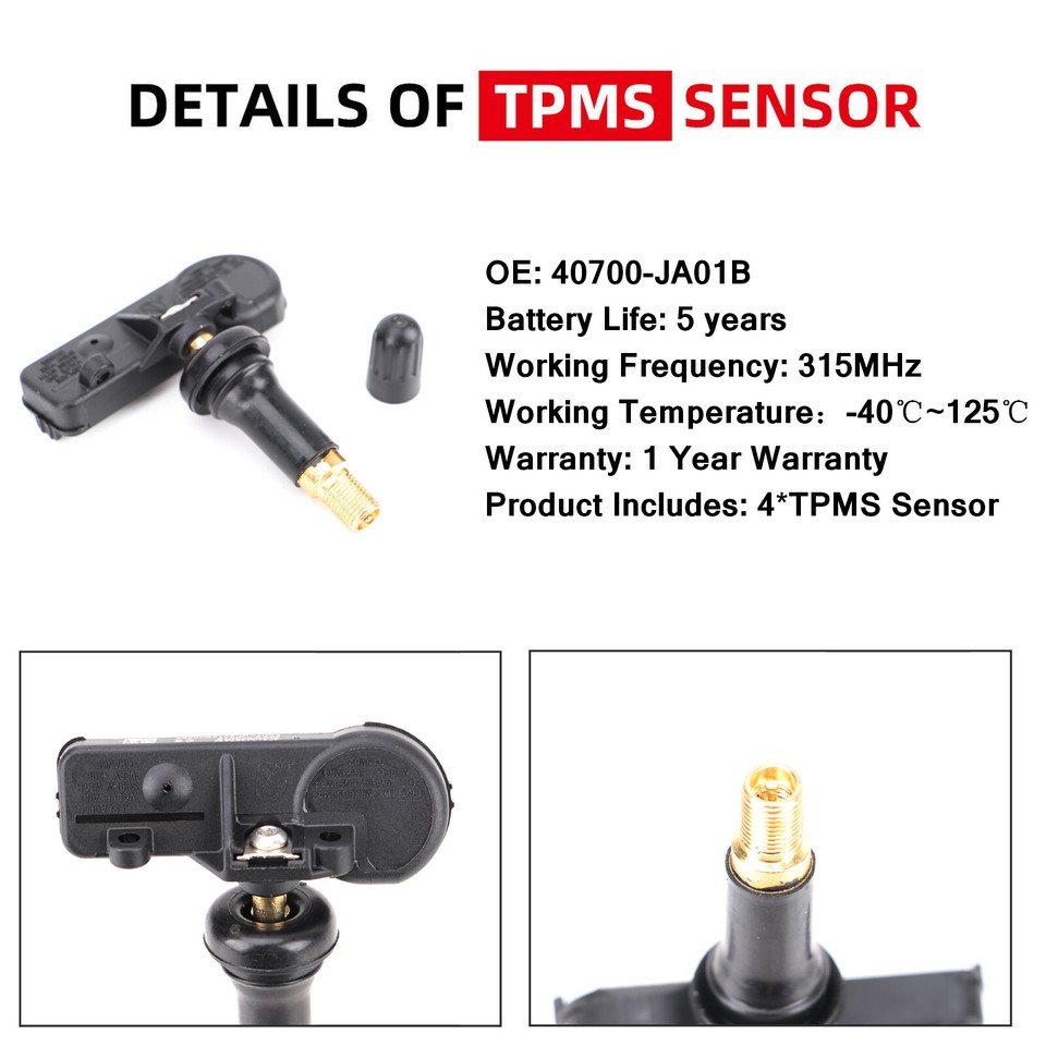 4PCS NEW TPMS Tire Pressure Sensor 40700-JA01B Fits For Nissan Nv200 ...