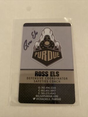 Ross Els Purdue Football Signed Business Card Autograph Auto | eBay