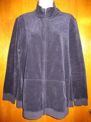 MOSSIMO Plus X VELOUR ZIP-UP JACKET/SWEATSHIRT (Navy; cotton/polyester ...