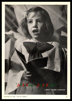 1946 Larkin Packer Oil & Gas Co. Little Girl Sing Christmas Carol Hymn ...