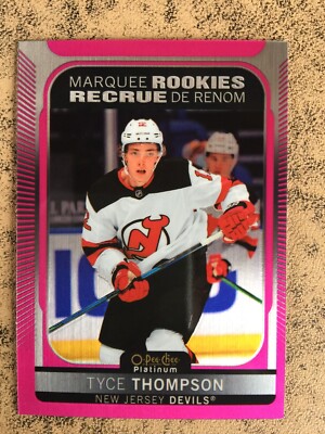 TYCE THOMPSON RC 2021-22 O-Pee-Chee Platinum Hky MATTE PINK SP #220 NJ ...