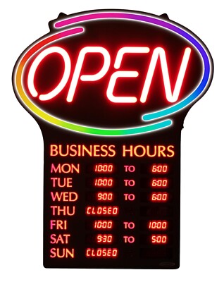 Pro-Lite *Refurb* LED Open Sign with Business Hours Prog - OPEN BOLD-Q ...