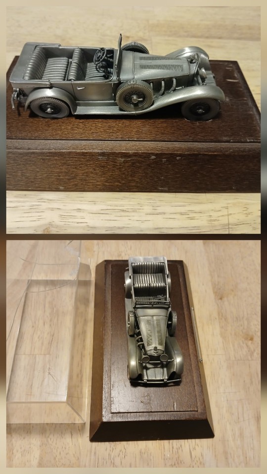 Lot Of 4 Franklin Mint Pewter Miniature Classic Cars Wood Based Acrylic ...