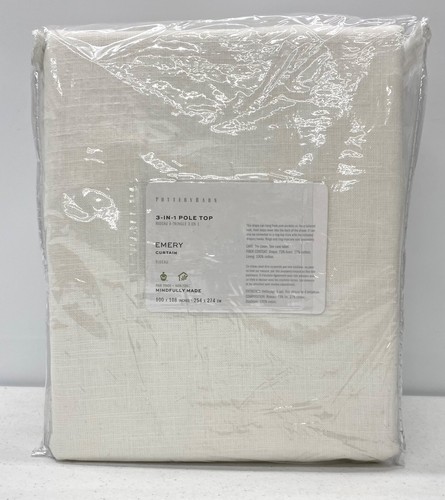 NEW Pottery Barn Emery 100 x 108" Rod Pocket COTTON LINED Curtain~Off ...