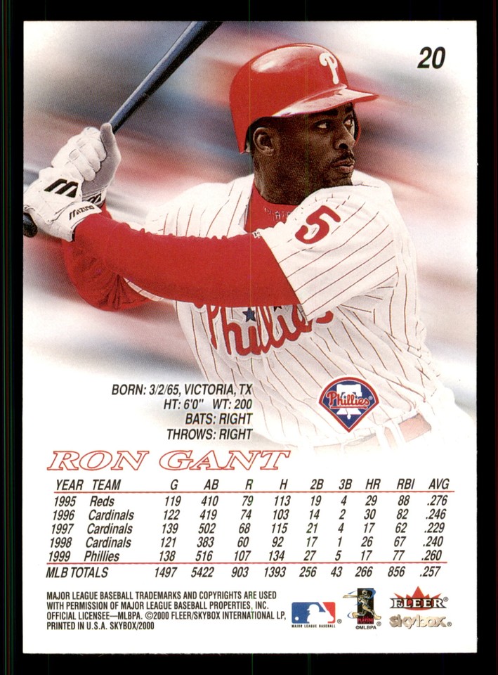 2000 Skybox Ron Gant #20 Philadelphia Phillies | eBay