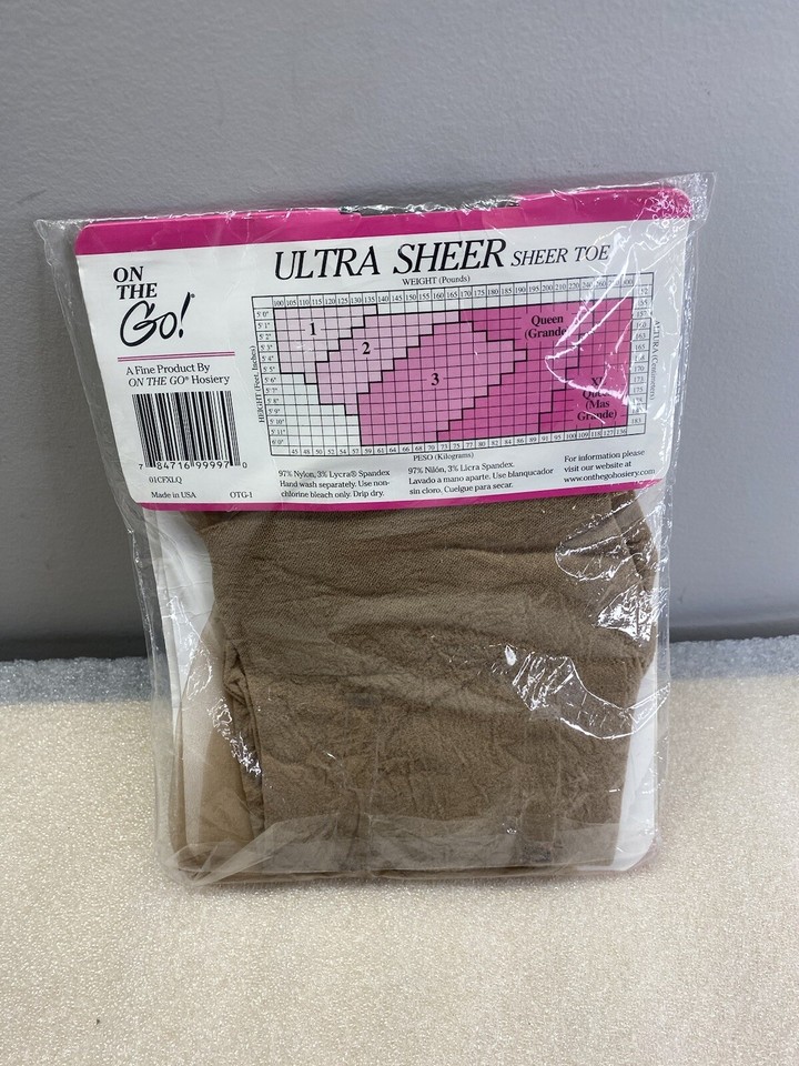 On The Go! Ultra Sheer Pantyhose COFFEE Vintage Ultra Sheer Toe-Size XL ...