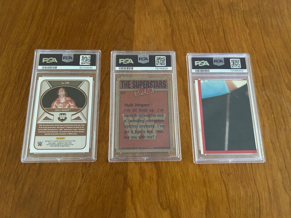 3 RARE WRESTLING CARDS 2 HULK HOGAN PSA 9 & 8 ANDRE the GIANT PSA 5 OPC ...
